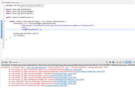 Sigo Con El Problema Java Y Jdbc Trabajando Con Una Base De Datos