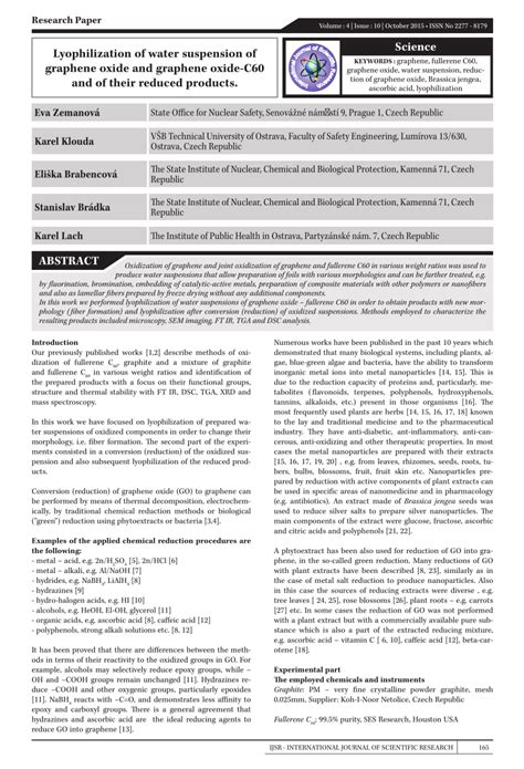 Pdf Lyophilization Of Water Suspension Of Graphene Oxide And Graphene