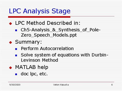 Speech Audio Processing Speech Audio Coding Examples Veton