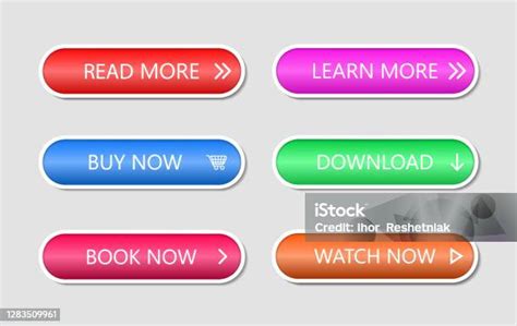 웹 액션버튼 쇼핑 게임 더 읽기 를 위한 아이콘 앱에서 클릭하기 위한 배너입니다 인터넷 탐색 메뉴 다운로드 제출 구매 학습 웹 사이트의 인포 그래픽 현대 인터페이스 벡터