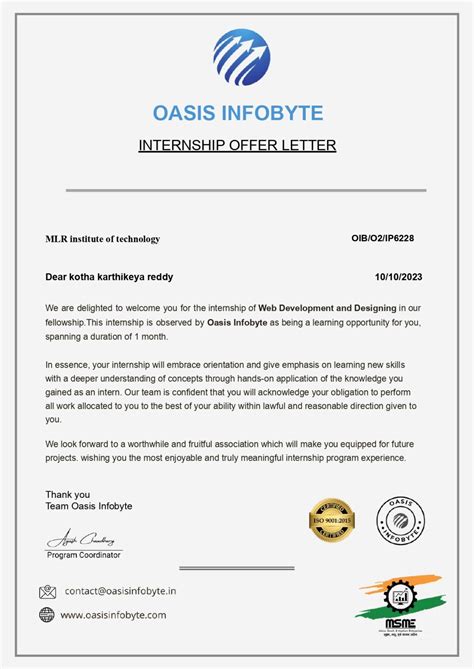 Oasisinfobyte Karthikeya Reddy