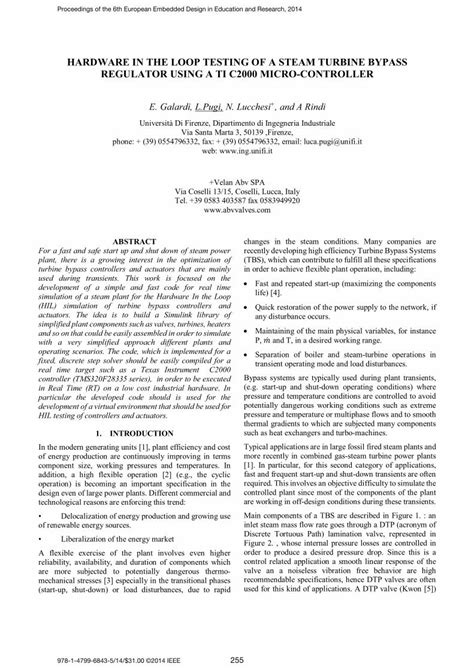 PDF Hardware In The Loop Testing Of A Steam Turbine Bypass PDF FileFor A Fast And Safe