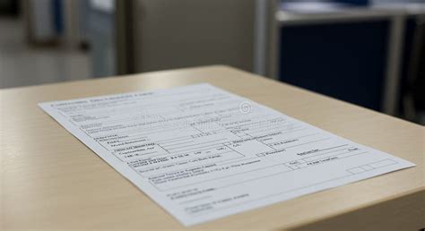 Blank Customs Declaration Form On Light Wood Counter Stock Illustration