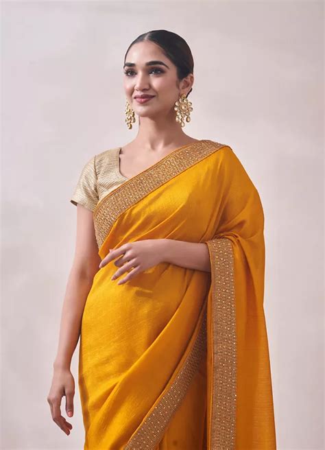Buy Mustard Yellow Patterned Saree Online In India Mohey Saree For Women