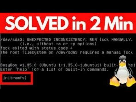kali linux troubleshooting fix initramfs busybox with fsck