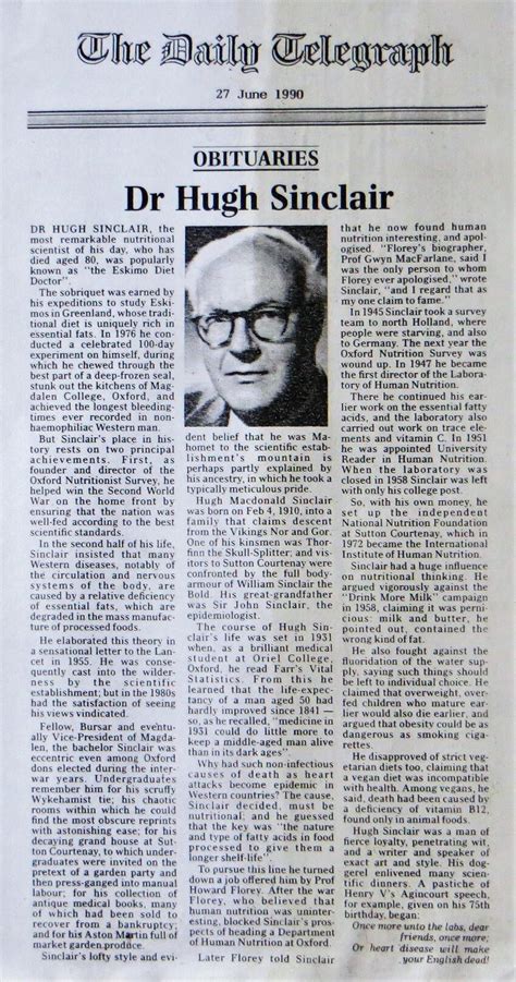Pdf Hugh Sinclair Obituary