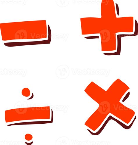 Flat Color Illustration Cartoon Math Symbols 36484095 Png