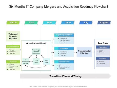 Six Months IT Company Mergers And Acquisition Roadmap Flowchart Summary