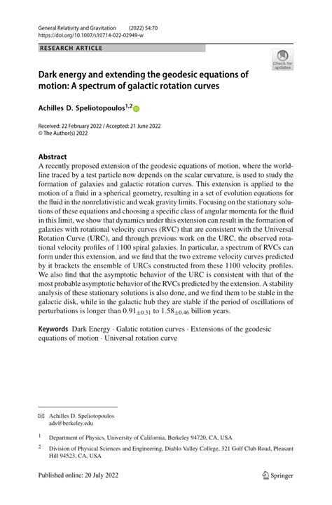Pdf Dark Energy And Extending The Geodesic Equations Of Motion A