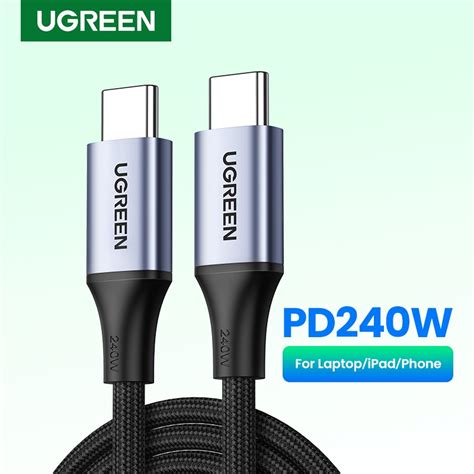 Ugreen Pd4 0 240w 5a 48v Usb C To Usb C Cable 480mbps Nylon Braided