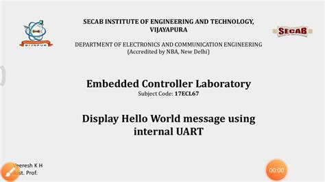 Embedded Controller Lab 17ecl67 How To Interface Uart Arm Lab Veeresh H Lpc1768