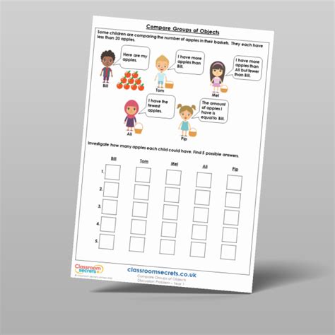 Year 1 Compare Groups Of Objects Discussion Problem Resource Classroom Secrets