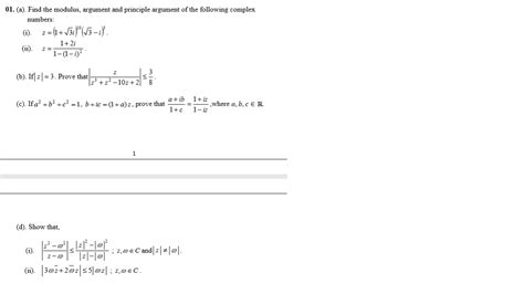 Solved A Find The Modulus Argument And Principle Chegg