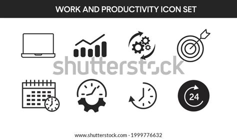 Work Productivity Icon Set Vector Isolated Stock Vector Royalty Free