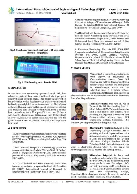 Irjet Heart Rate Monitoring System Using Finger Tip Through Iot Pdf