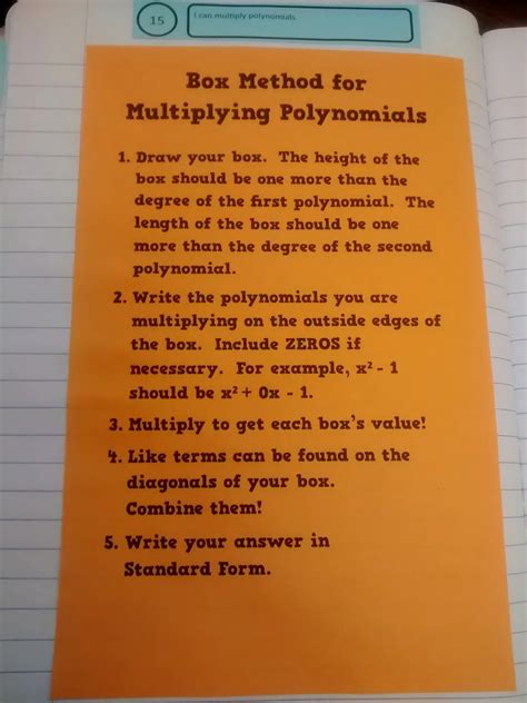 multiplying polynomials using the box method foldable math love