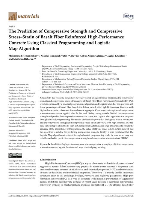 (PDF) The Prediction of Compressive Strength and Compressive Stress-Strain of Basalt Fiber ...