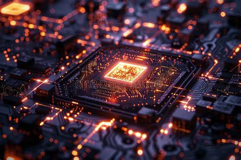 A Close Up View Of A Modern Microprocessor On A Motherboard Surrounded By Intricate Digital