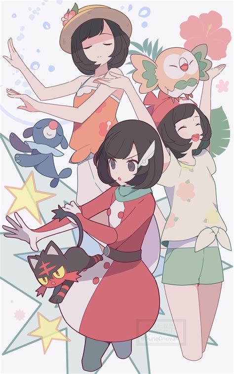 343rone Litten Popplio Rowlet Selene Pokemon Selene Special Costume Pokemon