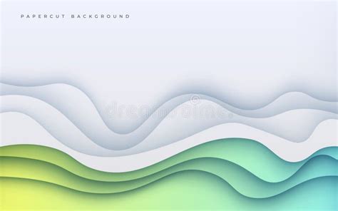 Abstract White Green Soft Diagonal Shape Light And Shadow Wavy Papercut Background Stock Vector