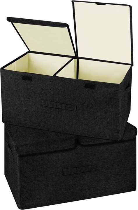 Vtubuon 2 Pack Large Storage Boxes With Lids And Handles Collapsible Linen Storage Bins