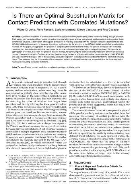 Pdf Is There An Optimal Substitution Matrix For Contact Prediction
