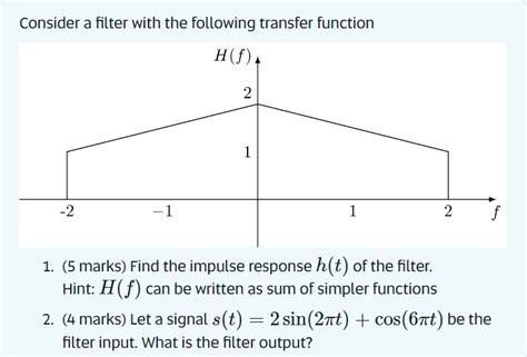 [solved] consider a filter with the following transfer fu
