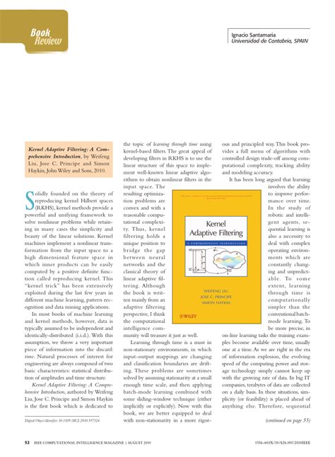 Pdf Kernel Adaptive Filtering A Comprehensive Introduction Book Review