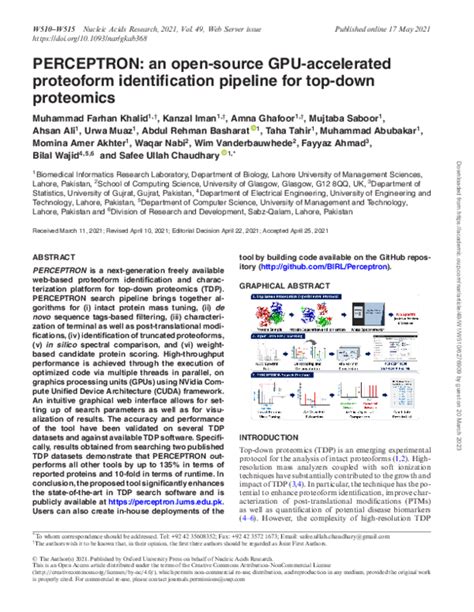 Pdf Perceptron Gpu Tool For Top Down Proteomics