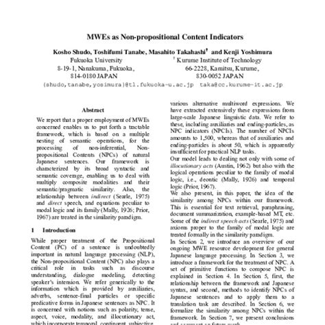 Mwes As Non Propositional Content Indicators Acl Anthology