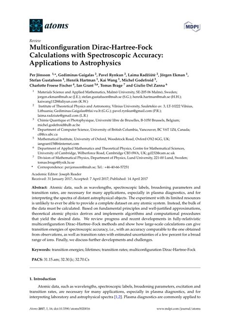 Pdf Multiconfiguration Dirac Hartree Fock Calculations With
