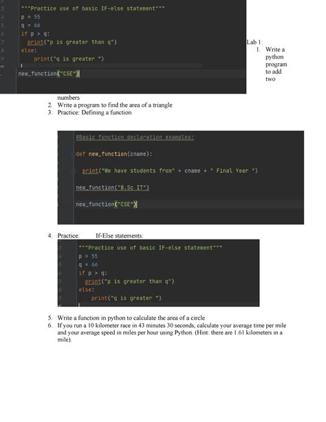 Lab 1 Assignment 44 13 Use Of Basic 14 P 55 15 Q 66 16 7 Is Greater Than Lab 1 B Else 1