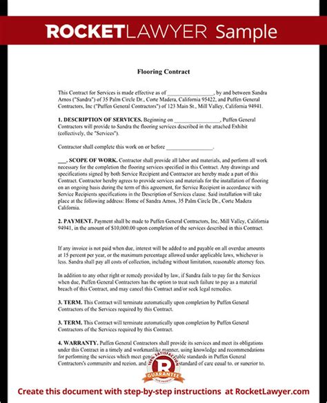 Tile Installation Contract Template Flooring Contract Agreement With