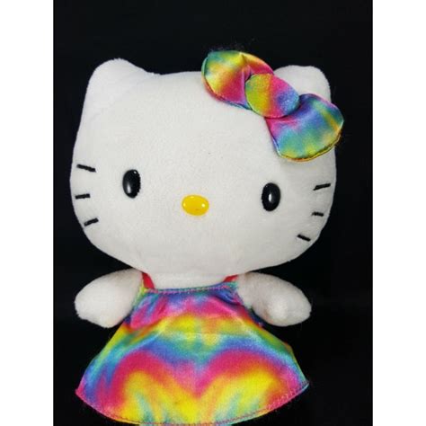 Hello Kitty Ty Rainbow Dress Plush Stuffed Animal Toy Doll Sanrio Soft