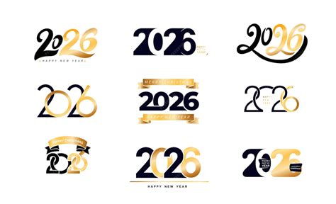 Un Gran Conjunto De Oro 2026 Feliz Año Nuevo Número Diseño De Texto