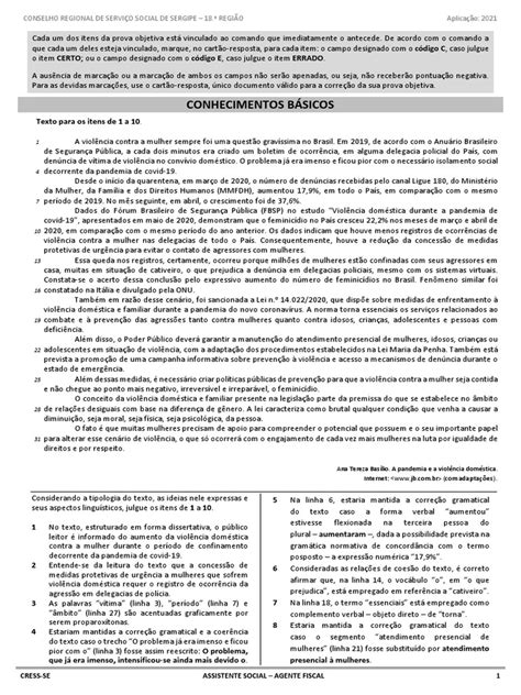 Provacressse2021quadrix Pdf Trabalho Social Administração Pública