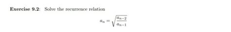 Solved Exercise 92 Solve The Recurrence Relation An 1