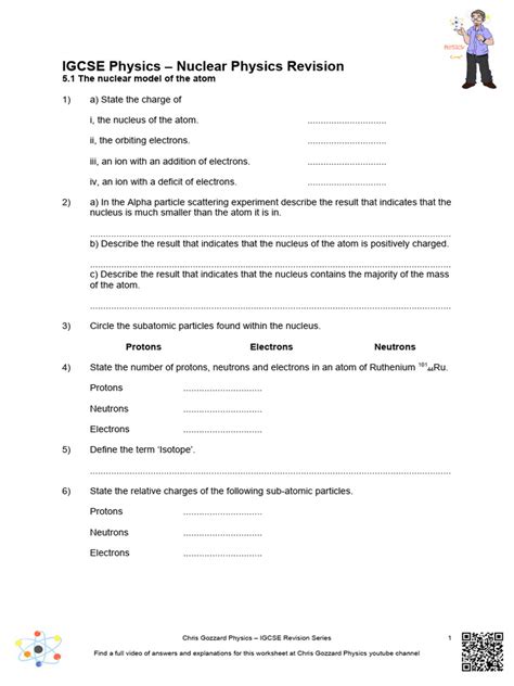 5 Nuclear Physics Revision 5 1 The Nuclear Model Of The Atom Igcse