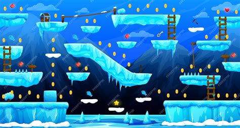 Premium Vector Arcade Ice World Game Level Map Interface Platform