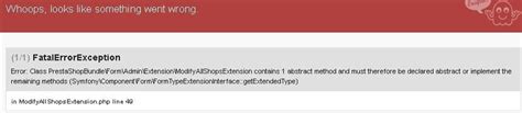 Error Class Prestashopbundleformadminextension