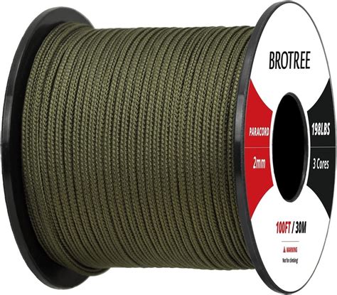 Brotree 2mm Paracord 3 Strands 30m 100 Nylon Rope Parachute Cord For