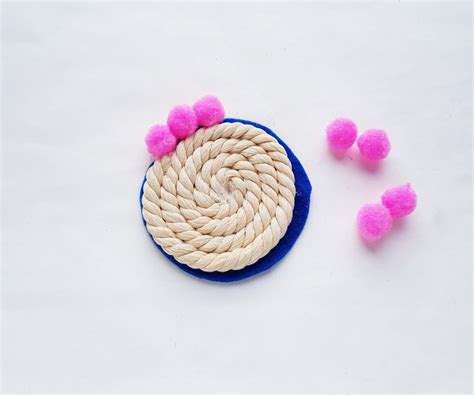 DIY Drink Coasters With Rope And Pompoms