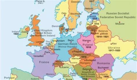 Map Of Europe Post World War 1