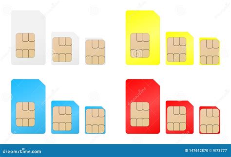 Sim Card Types Icon Set Isolated Smart Cellular Wireless Communication Gsm Chip Electronics