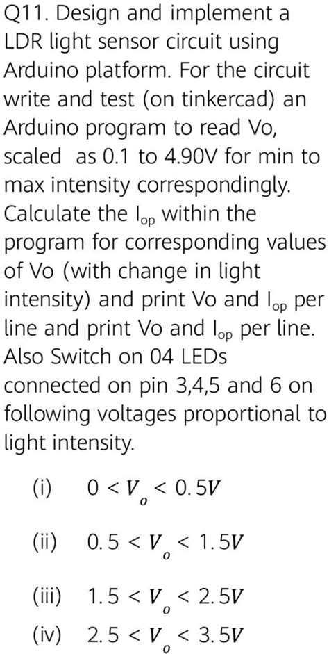 Q11 Design And Implement A Ldr Light Sensor Circuit Using Arduino