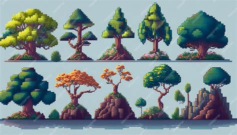 Pixelated Environmental Objects Sprites Collection Of 16bit Pixel Art Environmental Objects Like