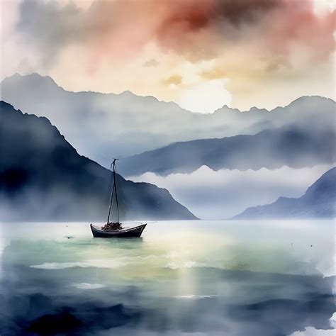 «Пейзаж в серых тонах акварель … — создано в Шедевруме