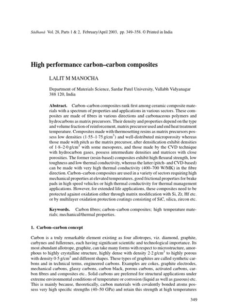 Carbon Carbon Matrix Composites Pdf Composite Material Carbon