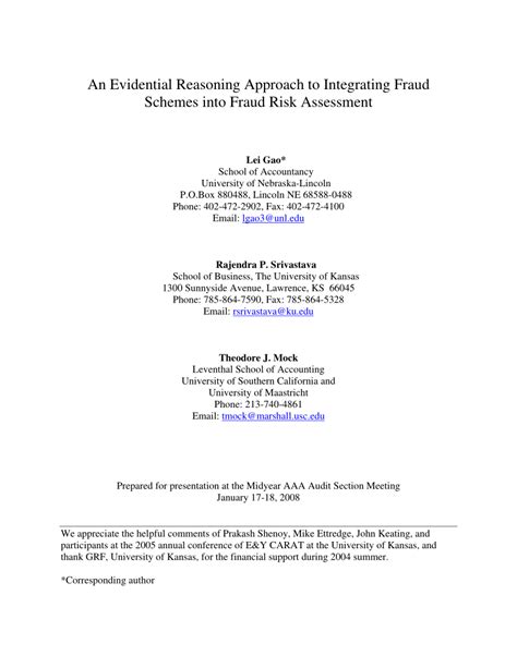 Pdf An Evidential Reasoning Approach To Integrating Fraud Schemes