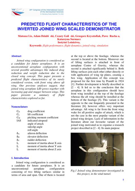 Pdf Predicted Flight Characteristics Of The Inverted Joined Wing